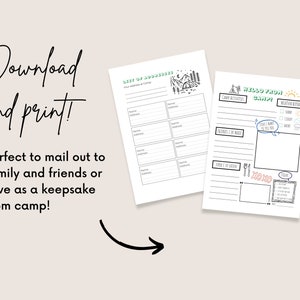 Printable Camp Letter, Away Camp, Camper Essentials, Instant Download ...