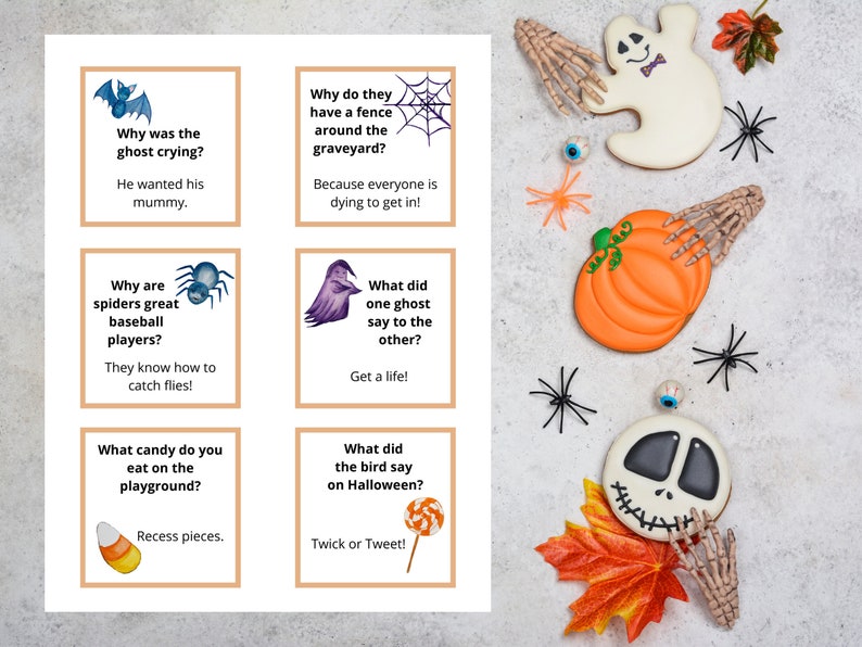 Halloween Lunch Box Jokes, Printable Lunch Box Notes, Kids Joke Cards ...