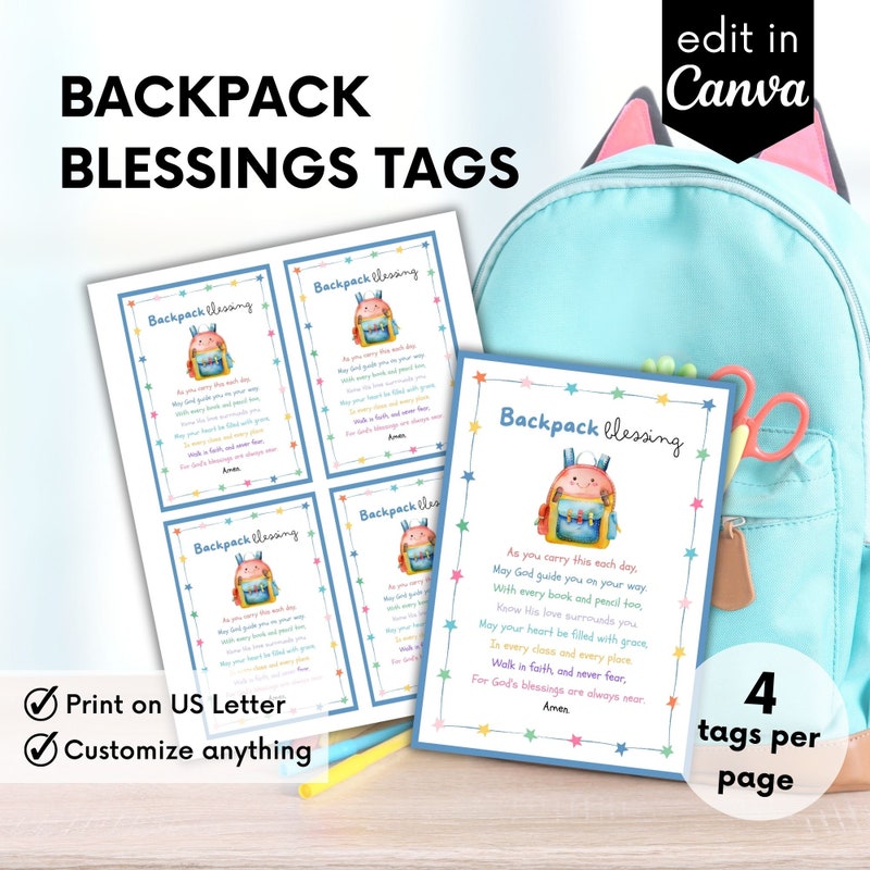 Blessing of the Backpack Tags - Etsy