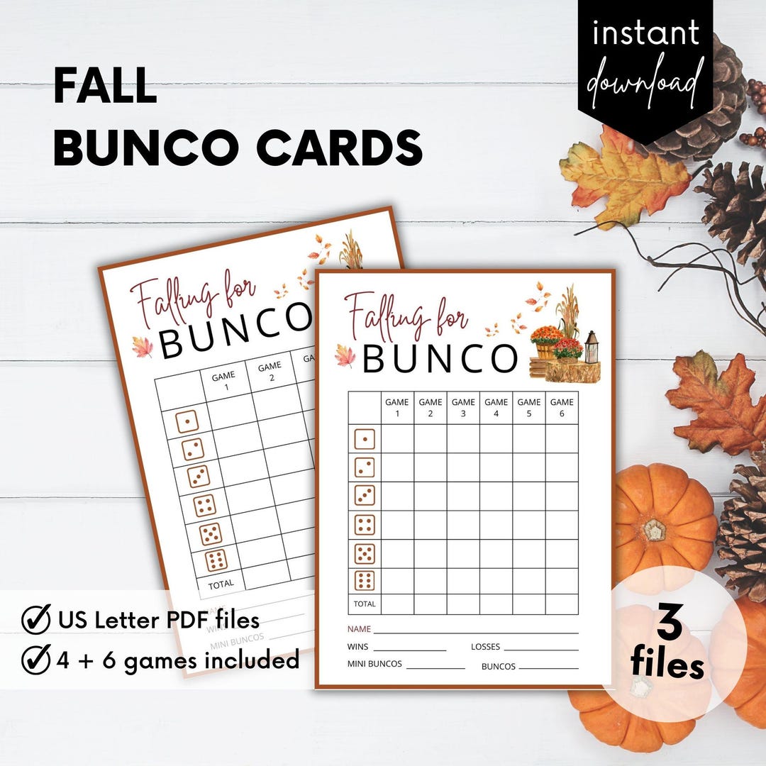 Fall Bunco Score Card, Fall Bunco Score Sheet, Thanksgiving Bunco ...