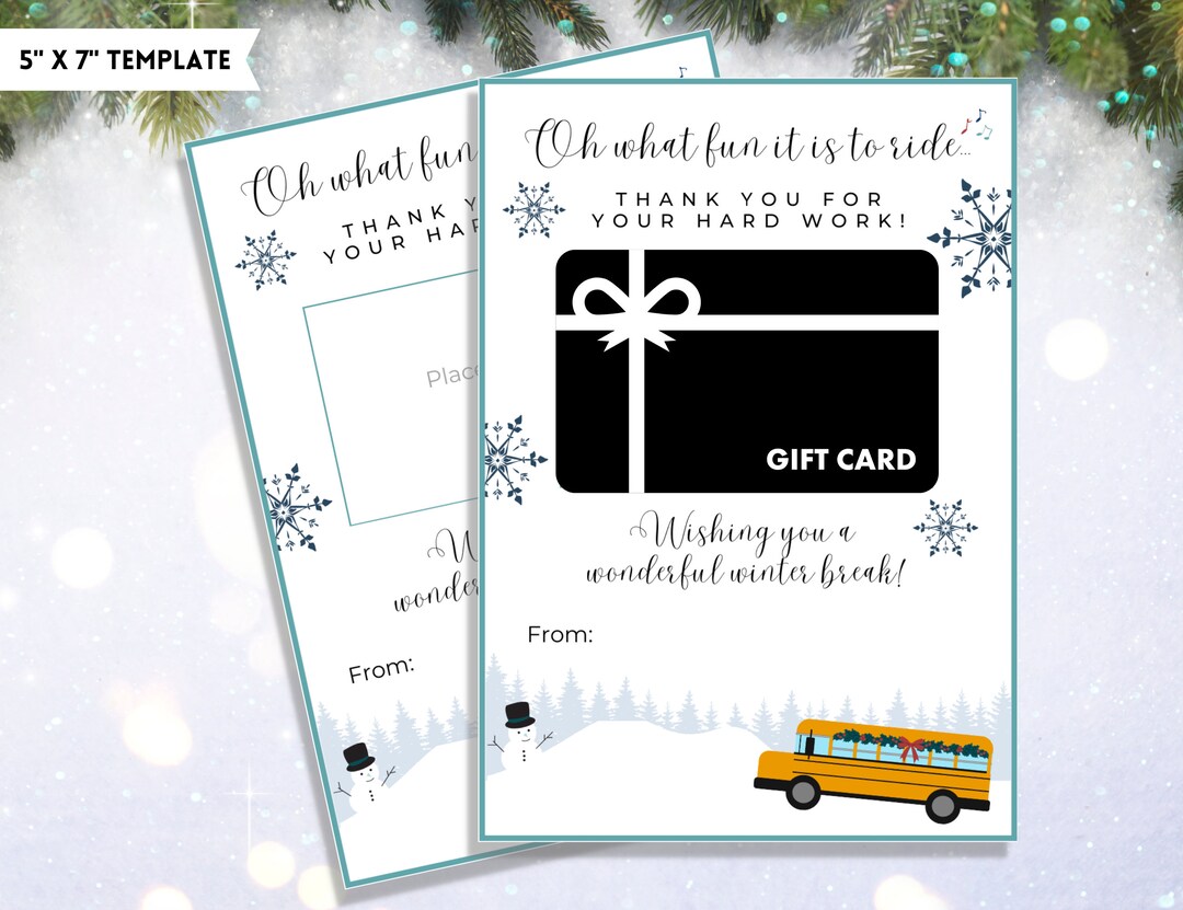 Bus Driver Appreciation, Printable Gift Card Holders, Bus Driver Gift ...