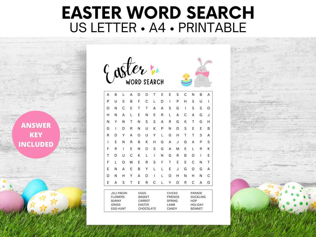 Word Search, Printable Springtime Games, Easter Games, Instant Download ...