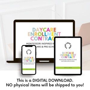 Home Daycare, Daycare Agreement, Child Care Enrollment Form, Childcare ...