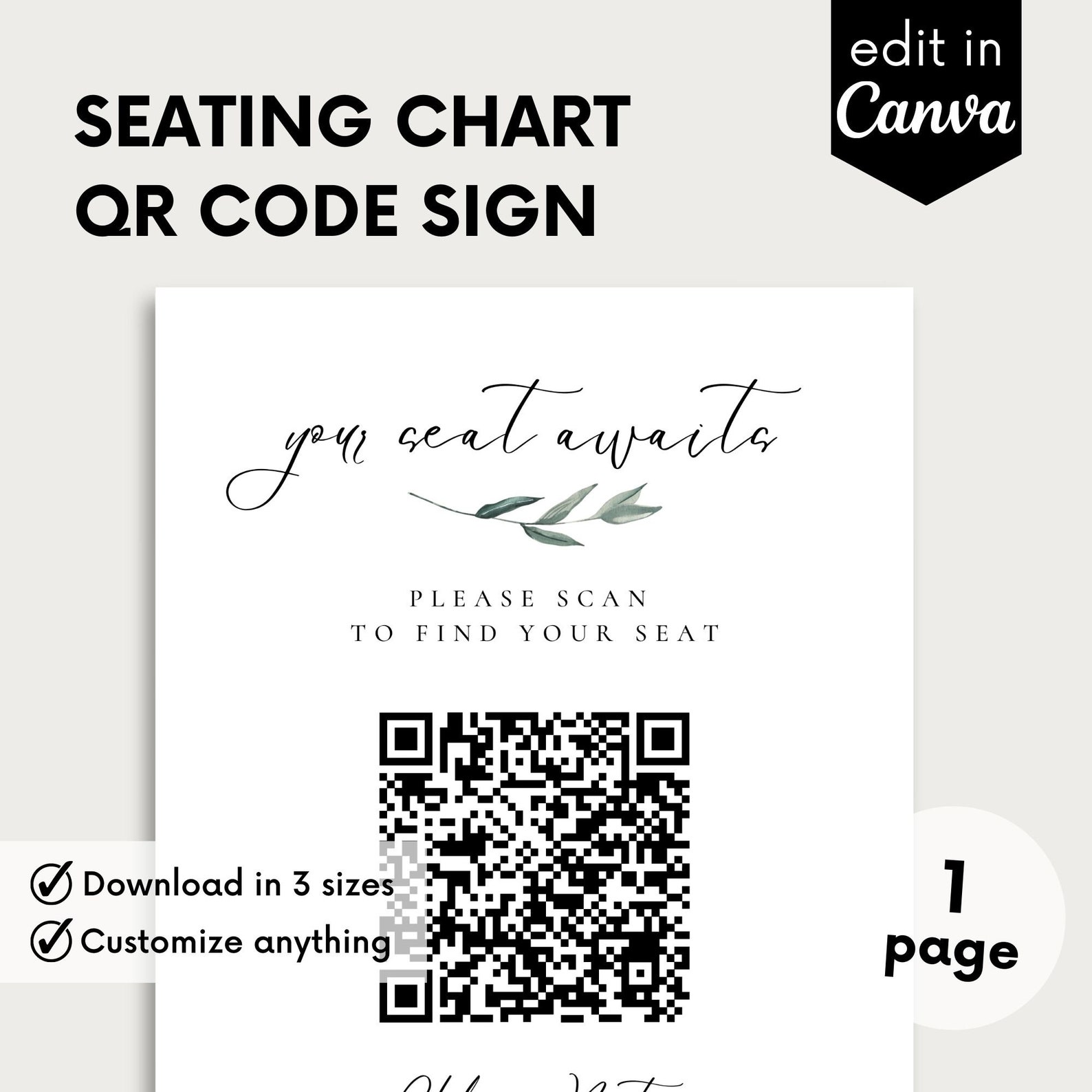 QR Code for Seating Chart, Seating Chart QR Code Sign, Wedding Seat ...