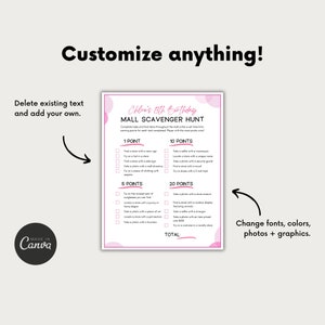 Mall Scavenger Hunt Shopping Theme, Mall Scavenger Hunt Editable Game ...