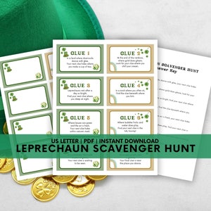 Leprechaun Scavenger Hunt, Pot of Gold, Saint Patrick's Day Scavenger ...