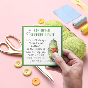 Printable Cards, Emotional Support Pickle Printable Tag, Gifts Tag ...
