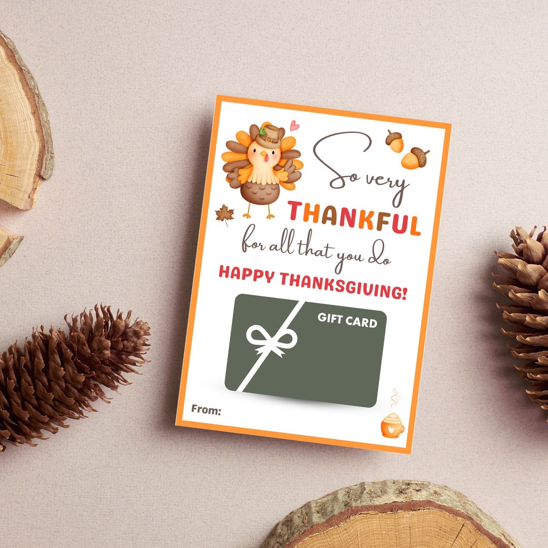 Thankful for You, Instant Download, Printable Gift Card Holder, Teacher ...