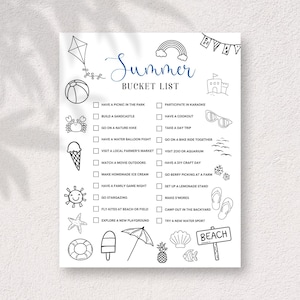 Printable Summer Bucket List, Summer Checklist, Coloring Page Print at ...