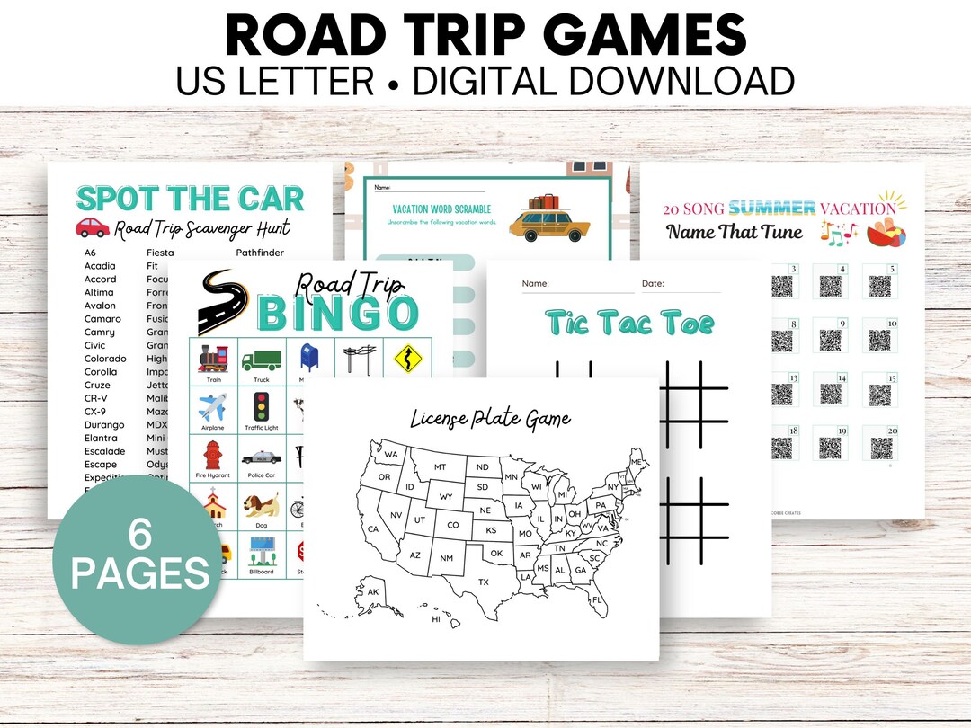Road Trip Games, Road Trip Activity Printables, Printable Summer ...