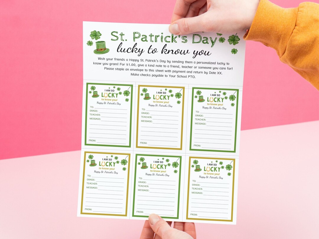 School Fundraiser, Printable, Lucky to Know You, St Patty's Day Gift ...