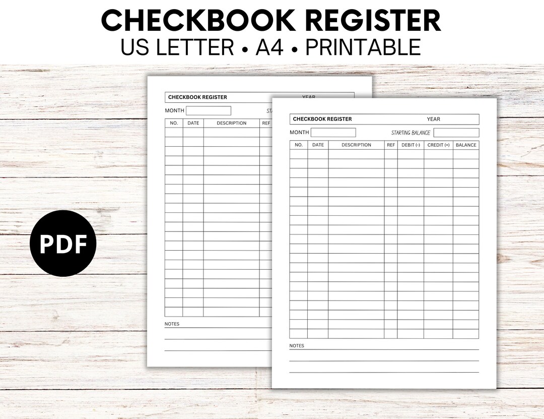 Check Register, Digital Transaction Tracker Template, Financial Planner ...