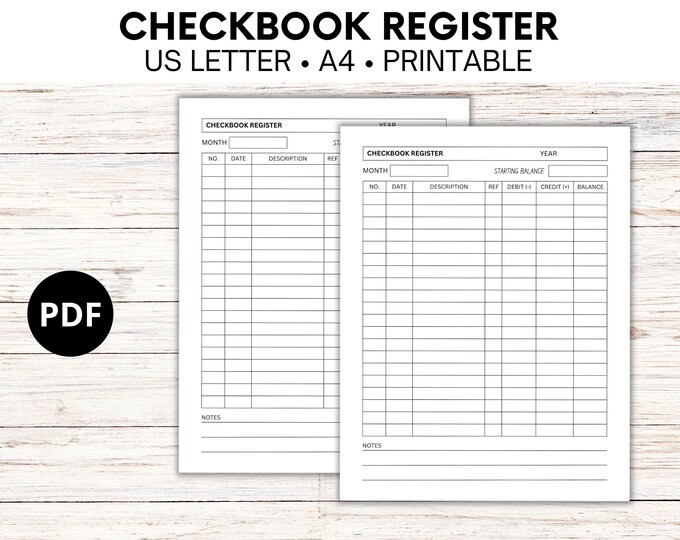 Editable Checkbook Register, Printable Transaction Log, Check Register ...