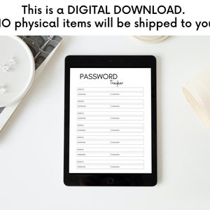 Password Log, Password Tracker Digital, Digital Password Keeper ...