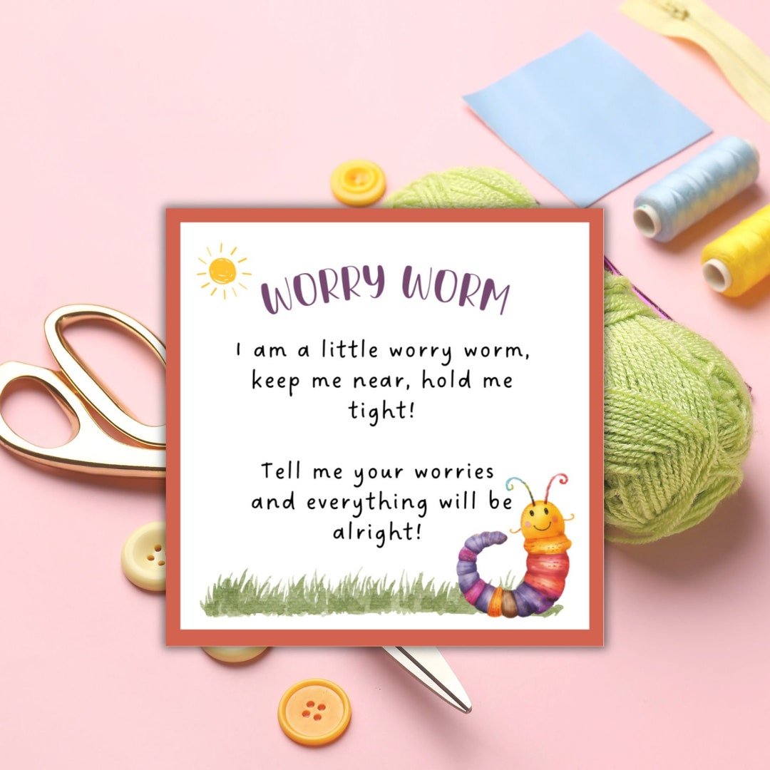 Worry Worm Tags & Worry Worm Cards for Crochet Worms, Printable Tag ...