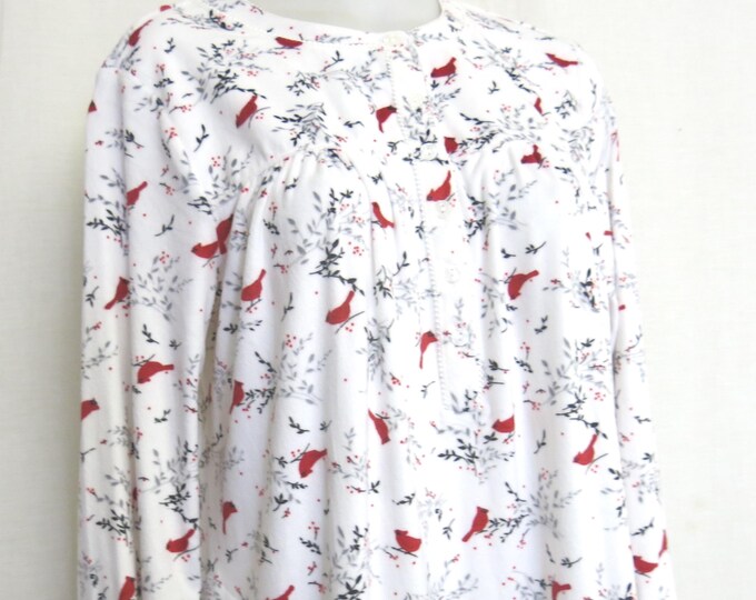 Old Fashioned Plush Nightgown Winter Nightgown Red Cardinals 2X - Etsy