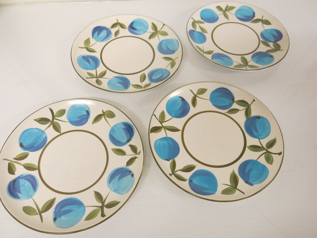 Longchamp Blu Salad/dessert Plates Set of 4 Plums Blue Fruit - Etsy