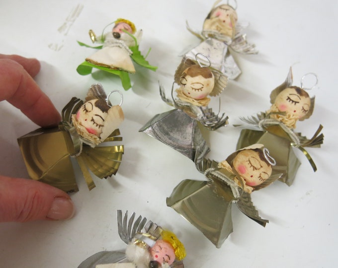 Vintage Mid Century Tin Angel Christmas Ornaments - Set of 7 - Etsy
