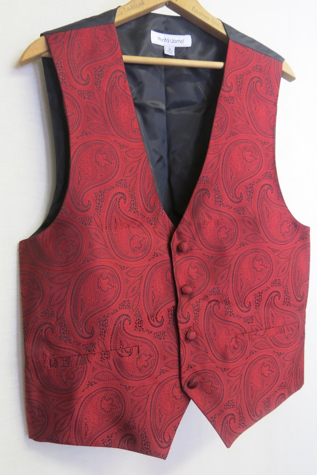 Vintage Red Brocade Steampunk Vest - Pronto Uomo - Size S/M - Etsy