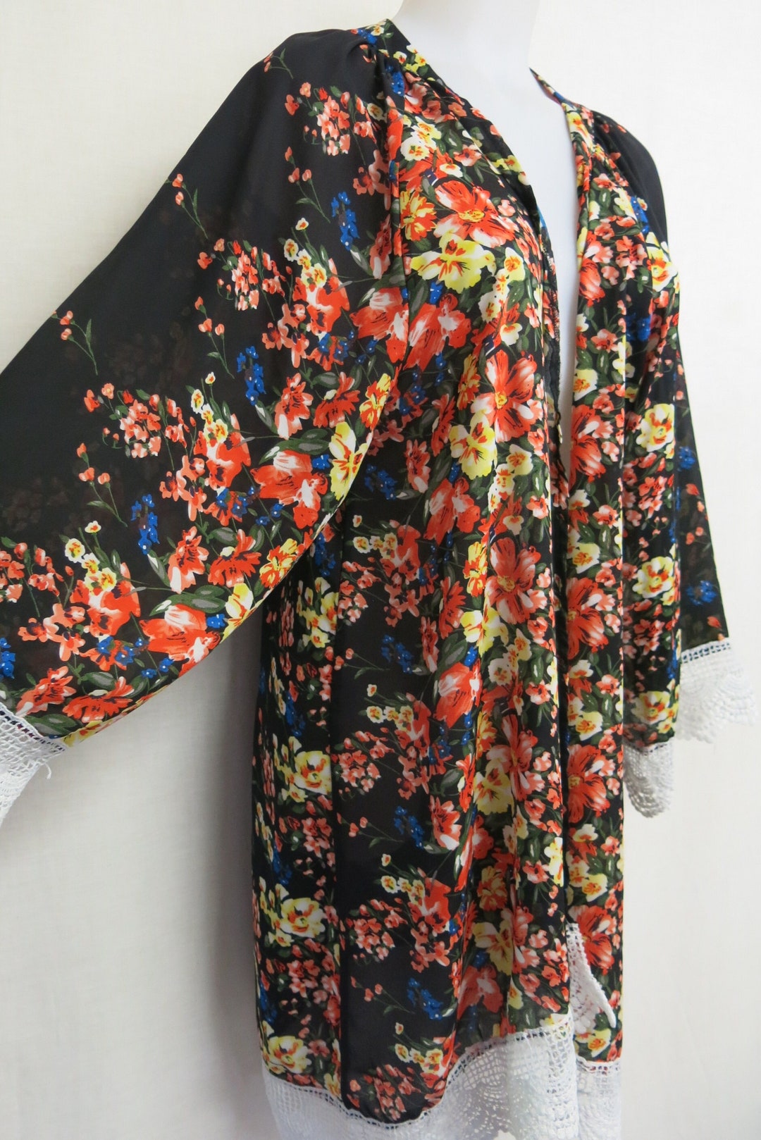 Chiffon Robe Blouse Jacket Tunic Jacket Coverup Duster - Etsy