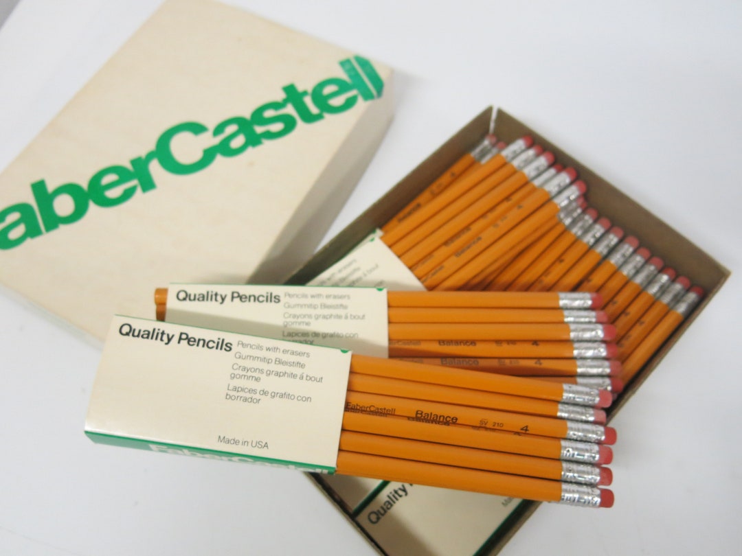 Vintage Yellow Pencils Faber Castell Pencils With Eraser #4 Graphite ...