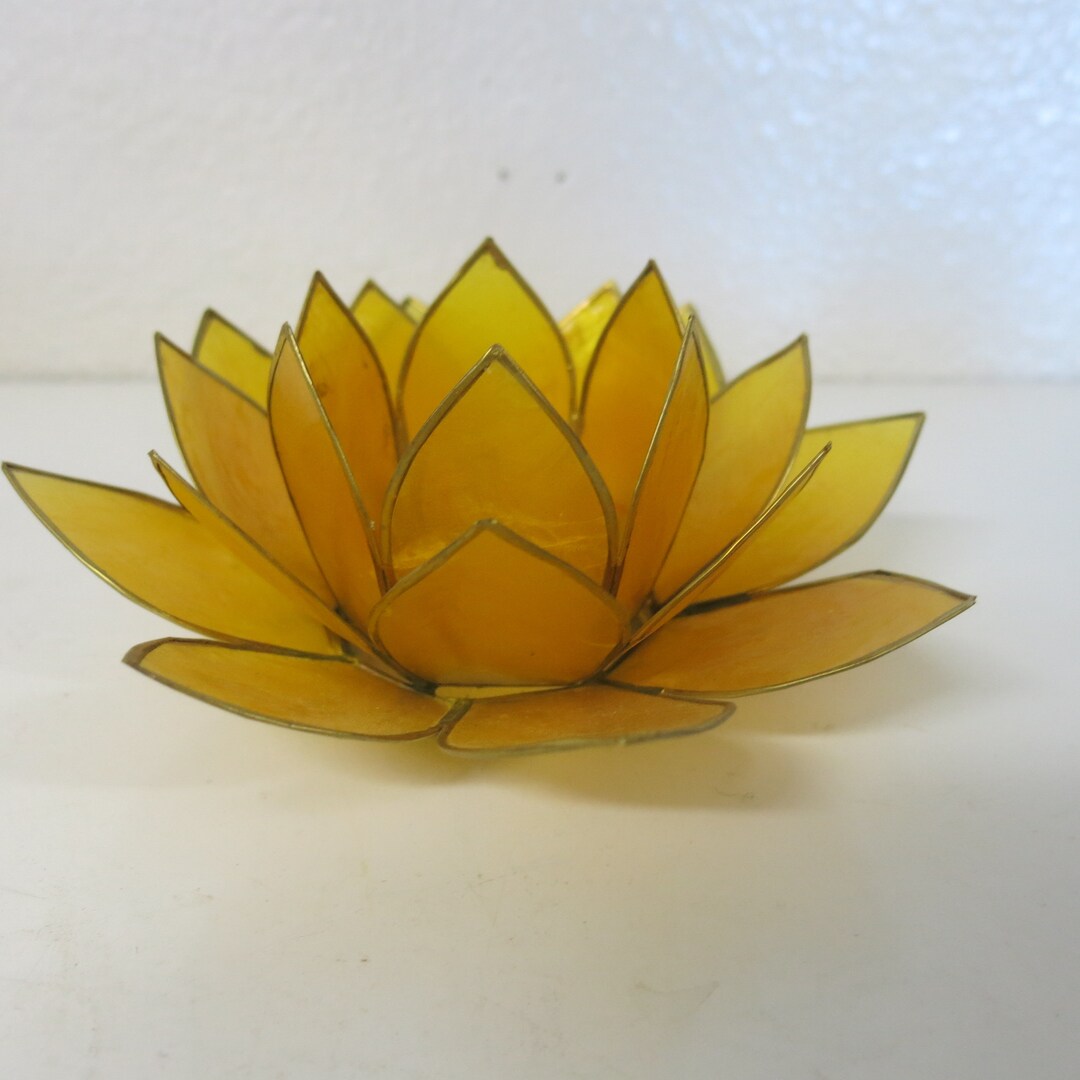 Mid Century Capiz Shell Candle Holder With Brass Trim - Etsy