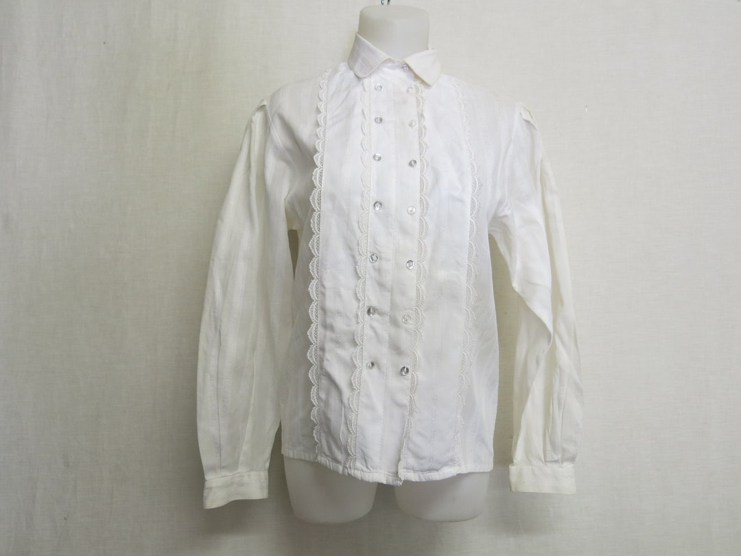Cotton Blouse School Girl Crochet Lace Prairie Blouse Prim and Proper ...