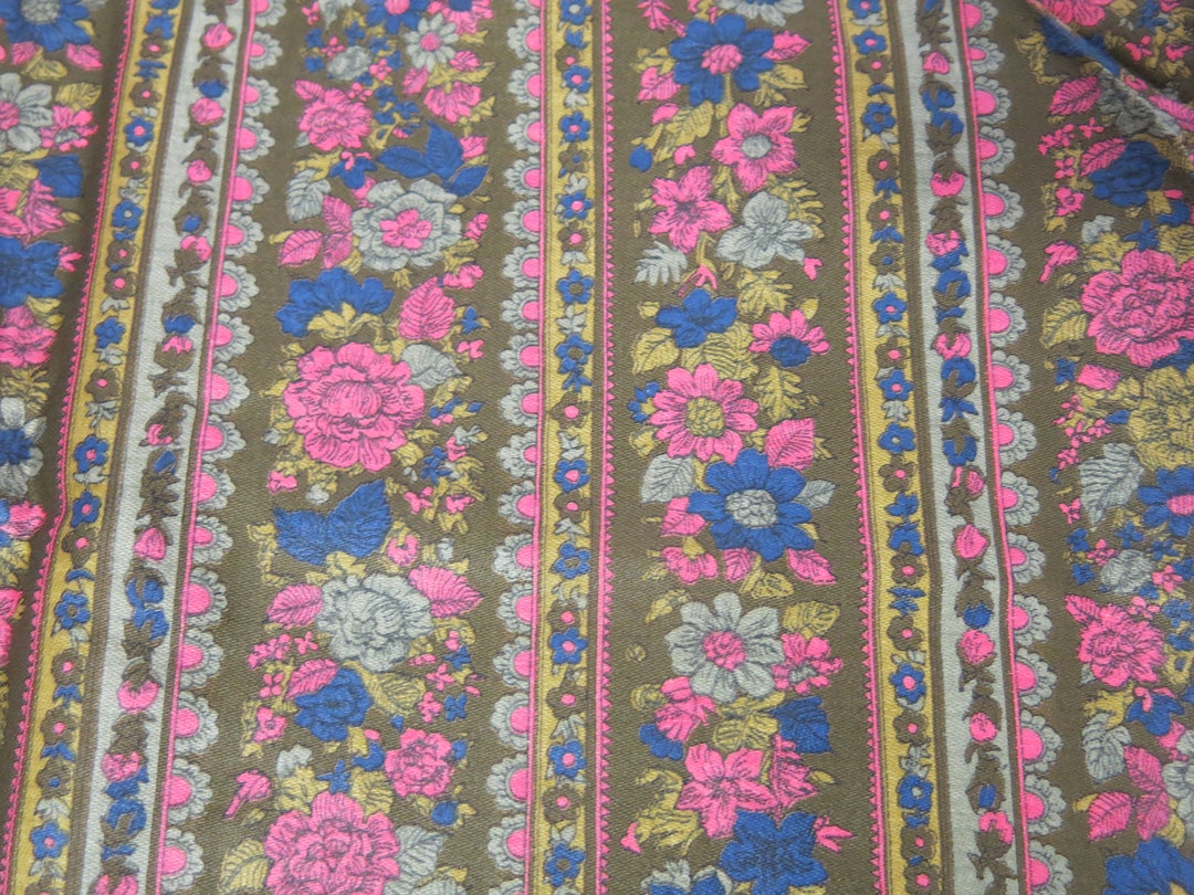 Mid Century Chintz Roses Polished Cotton Vintage Fabric - Etsy