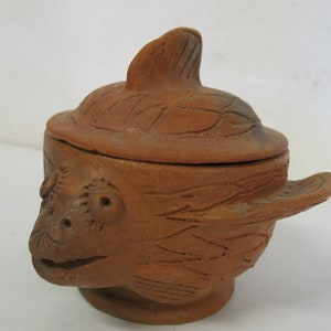 Vintage Mexican Pottery Jar Fish Covered Pottery Red Pottery - Etsy