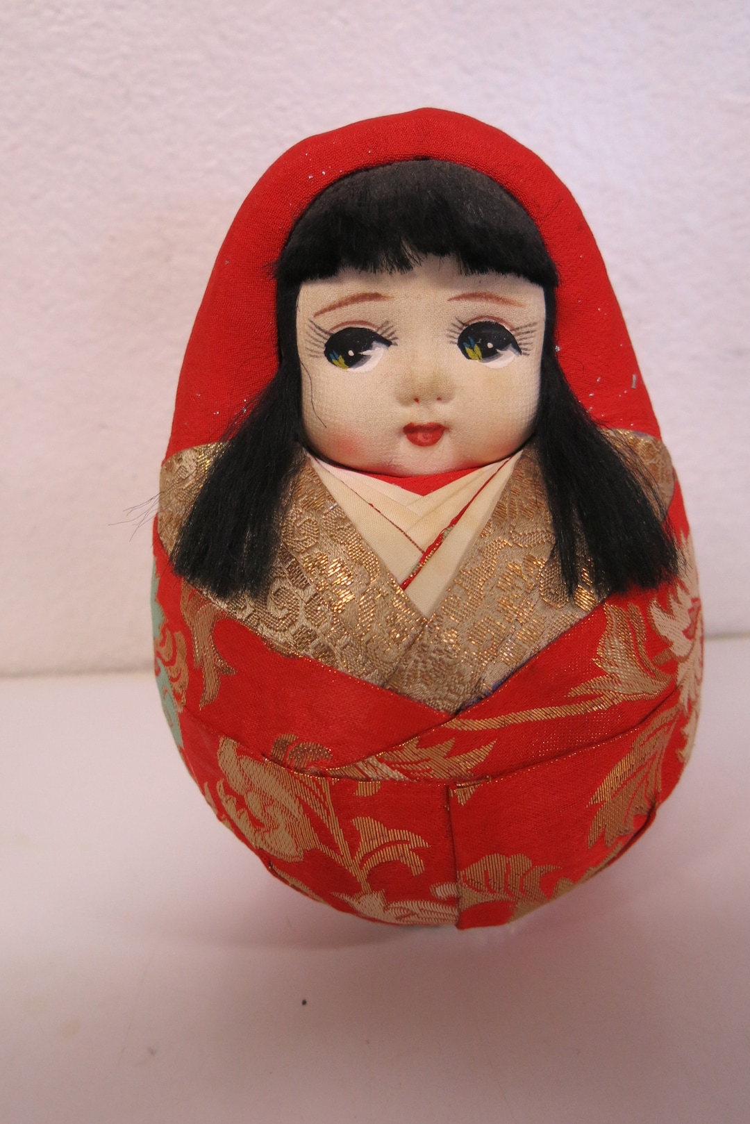 Japanese Kimekomi Gofun Doll Gofun Kimono Hime Daruma Doll 7 1/2 Big ...