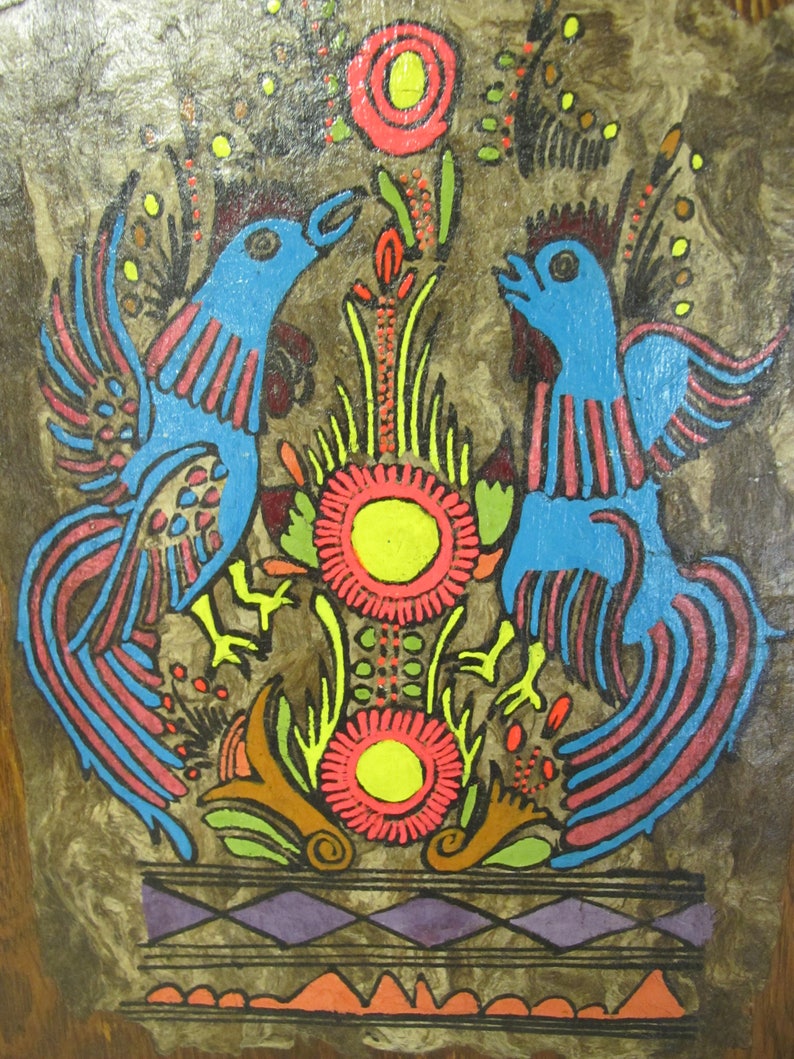 Amate Mexican Bark Painting Folk Art Bird Painting Tree of Life - Etsy