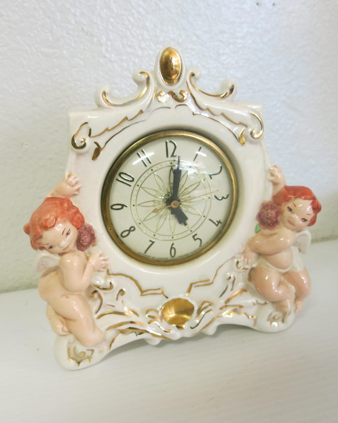 Angel Clock Made in USA Cherub Rococo Style Clock Electric Lanshire - Etsy