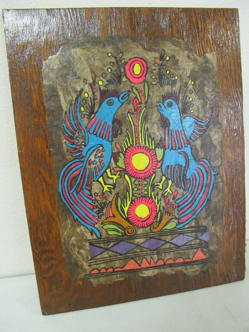 Amate Mexican Bark Painting Folk Art Bird Painting Tree of - Etsy
