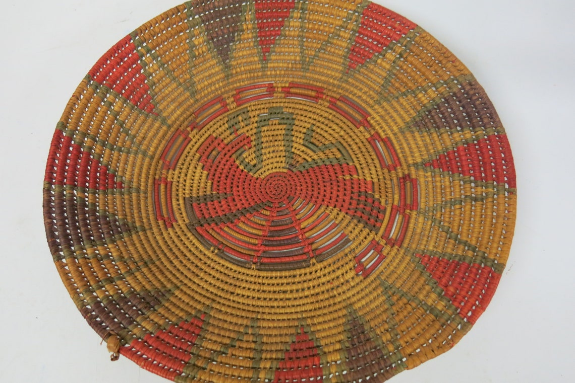Antique Native American Basket Tray Polychrome Southwest - Etsy