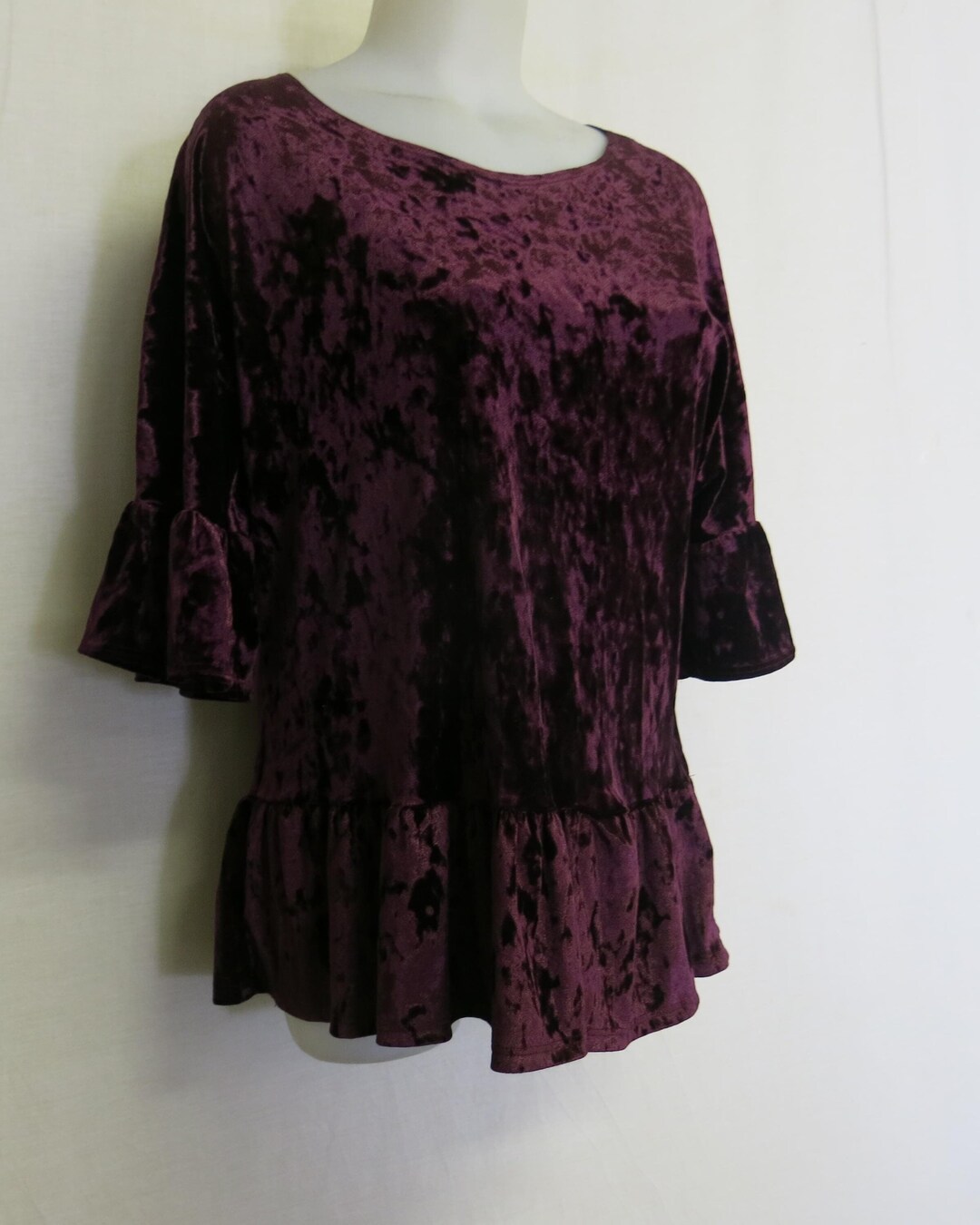 Goth Crushed Velvet Tunic Burgundy XS Elbow Ruffle Peplum NWT - Etsy