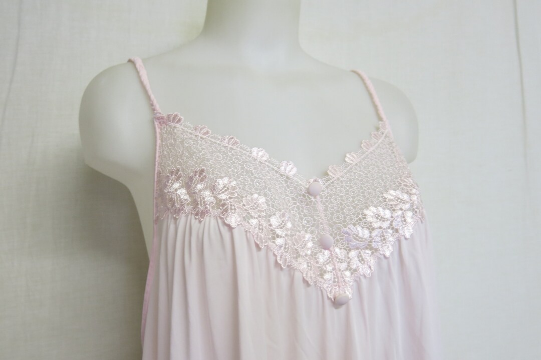 Nylon Nightgown Shadowline Nightgown Lace Nightgown Pink Plus 1X NWOT ...