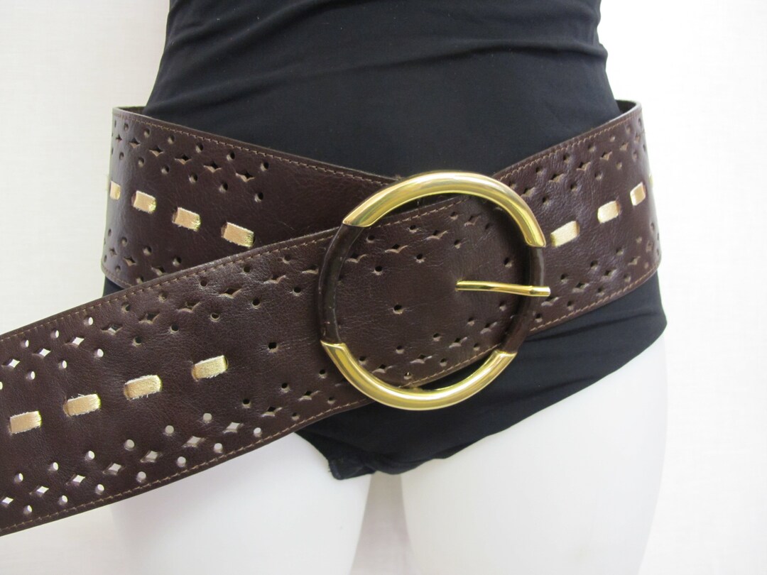 Wide Leather Belt Big Buckle Belt 1980 Streets Ahead - Etsy