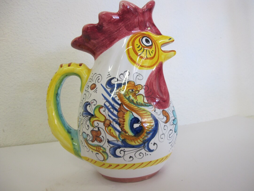 Italian Pottery Pitcher Pottery Rooster Deruta Williams Sonoma - Etsy
