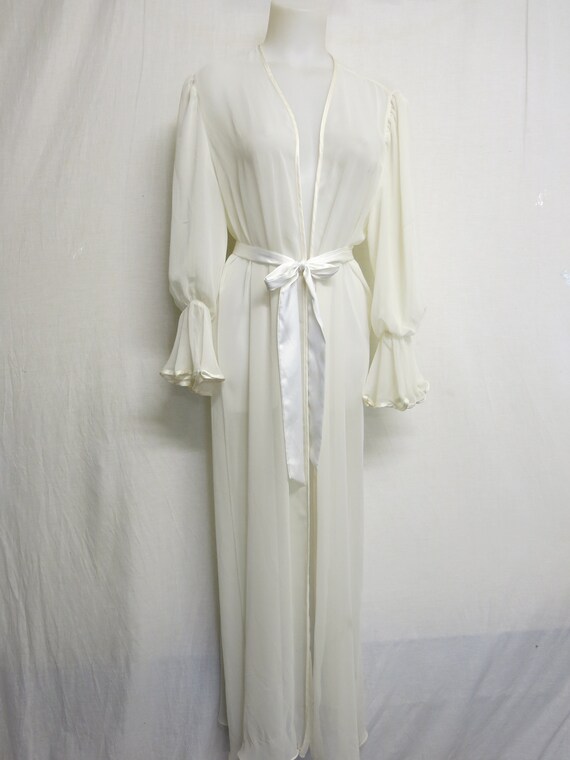 Chiffon Robe Long White Peignoir Sheer Robe Vintage … - Gem