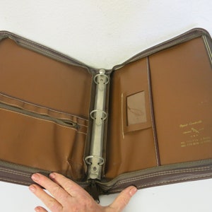 Leather 3 Ring Binder Office Organizer Zipper Binder Brown Briefcase ...