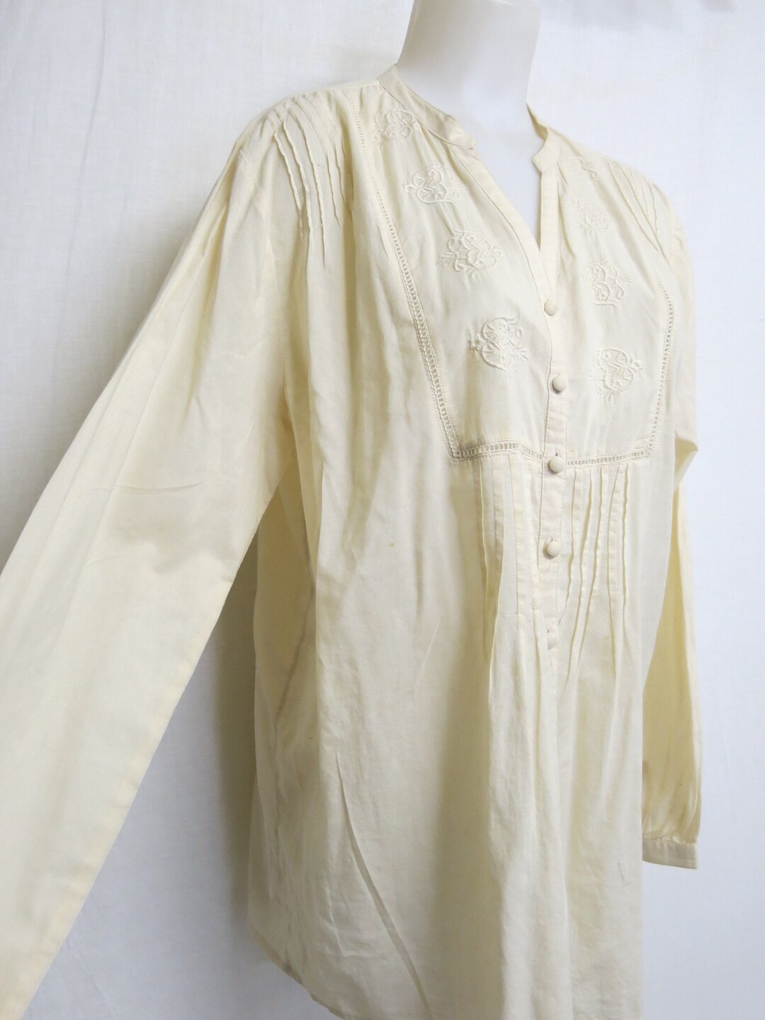 Cotton Tunic Blouse White Peasant Blouse Large Nine West - Etsy