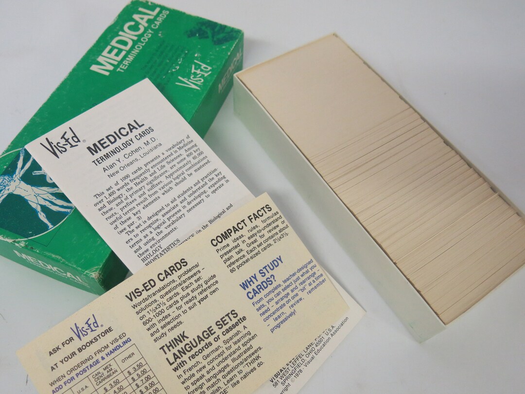 Vintage Flashcards MEDICAL Terminology Flashcards Full Box 1400 ...
