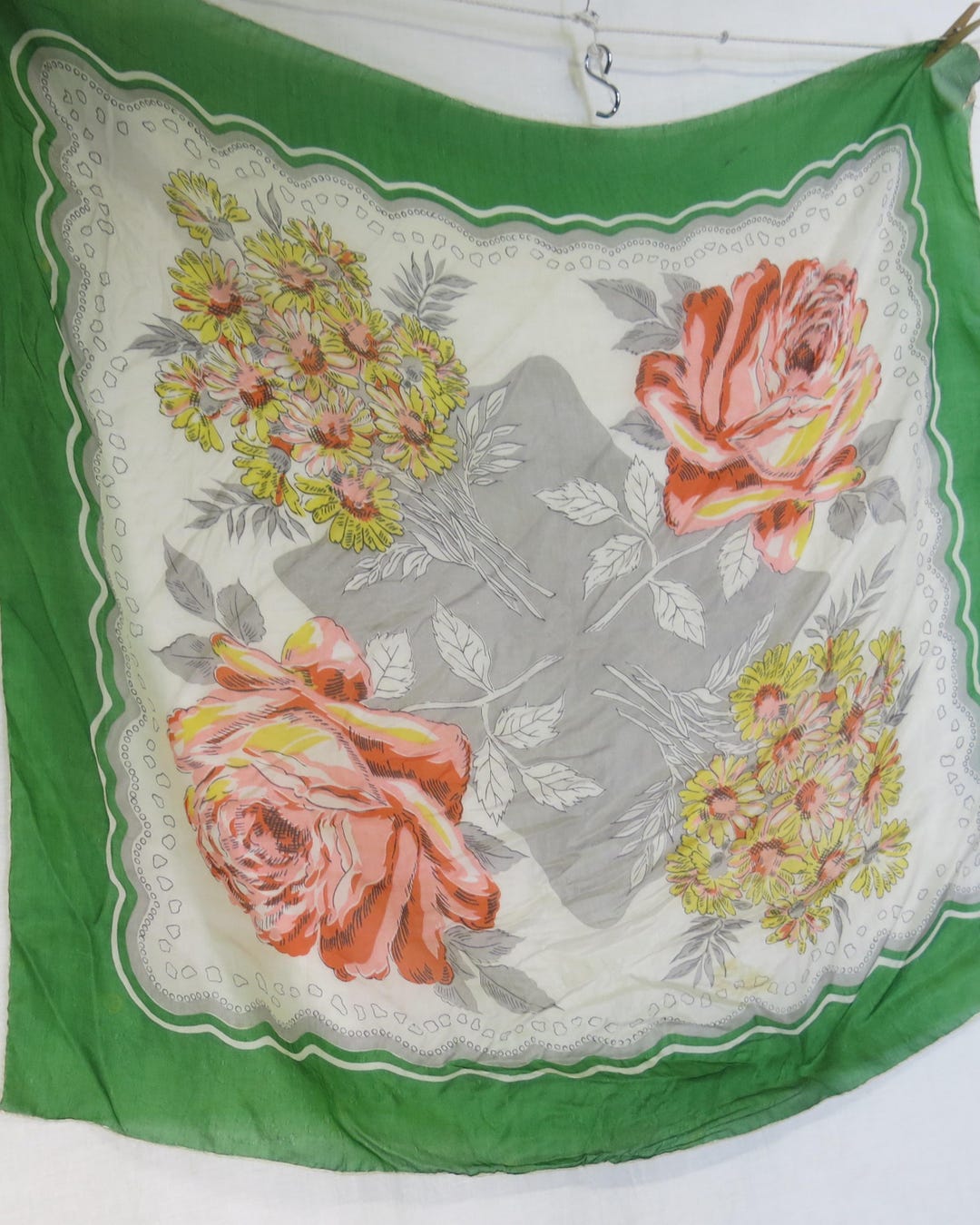 Vintage Silk Scarf Floral Scarf 1950's Roses Made in Japan - Etsy
