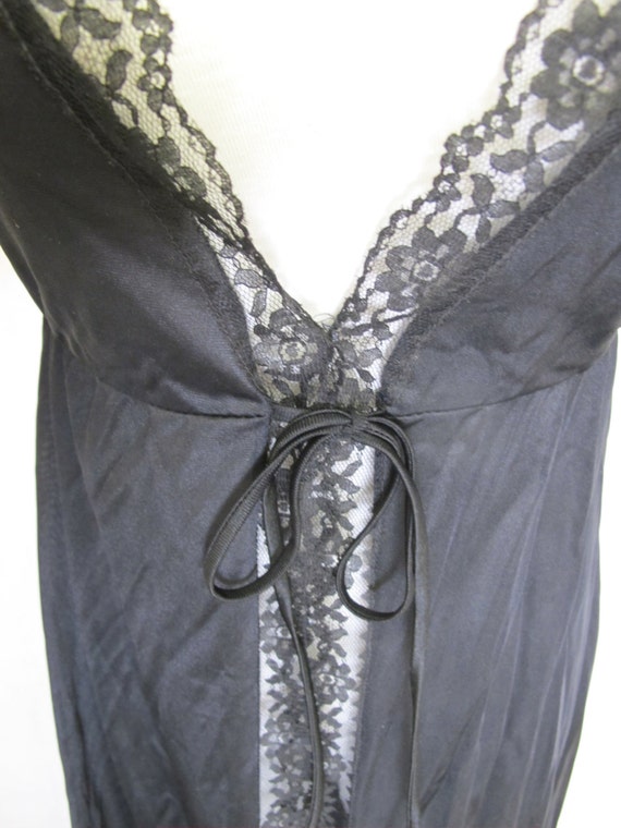 Black Nylon Nightgown Black Lace Nightgown Low Cut Gem