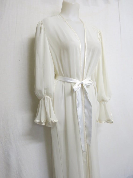 Chiffon Robe Long White Peignoir Sheer Robe Vintage … - Gem