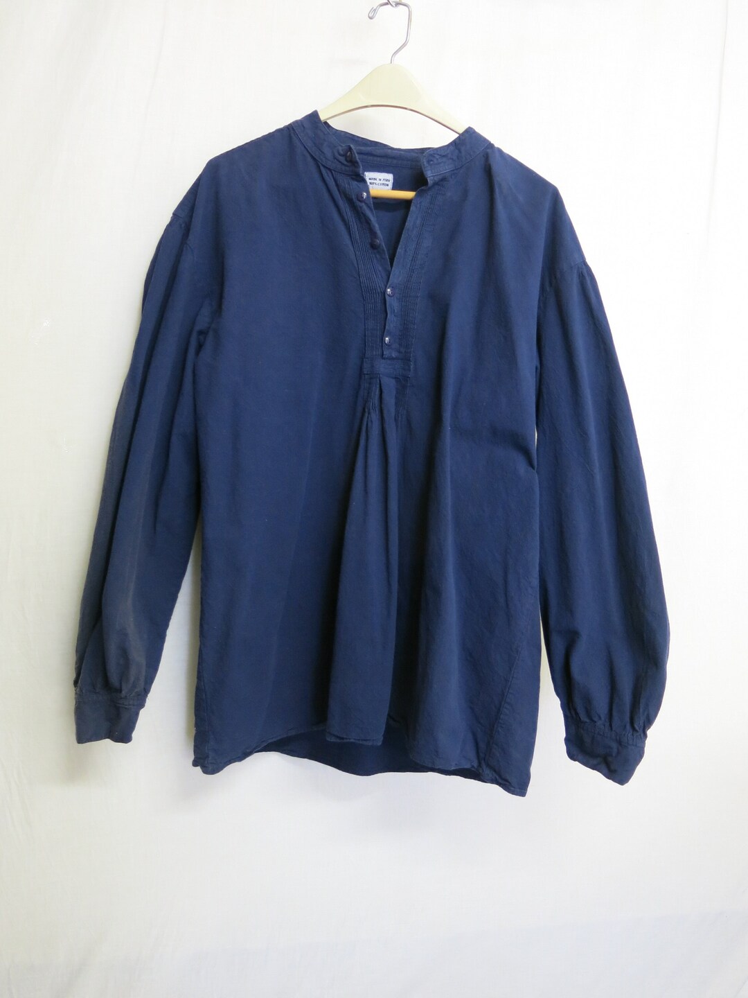 Cotton Smock Work Shirt French Work Shirt Men's Large Fisherman Shirt ...