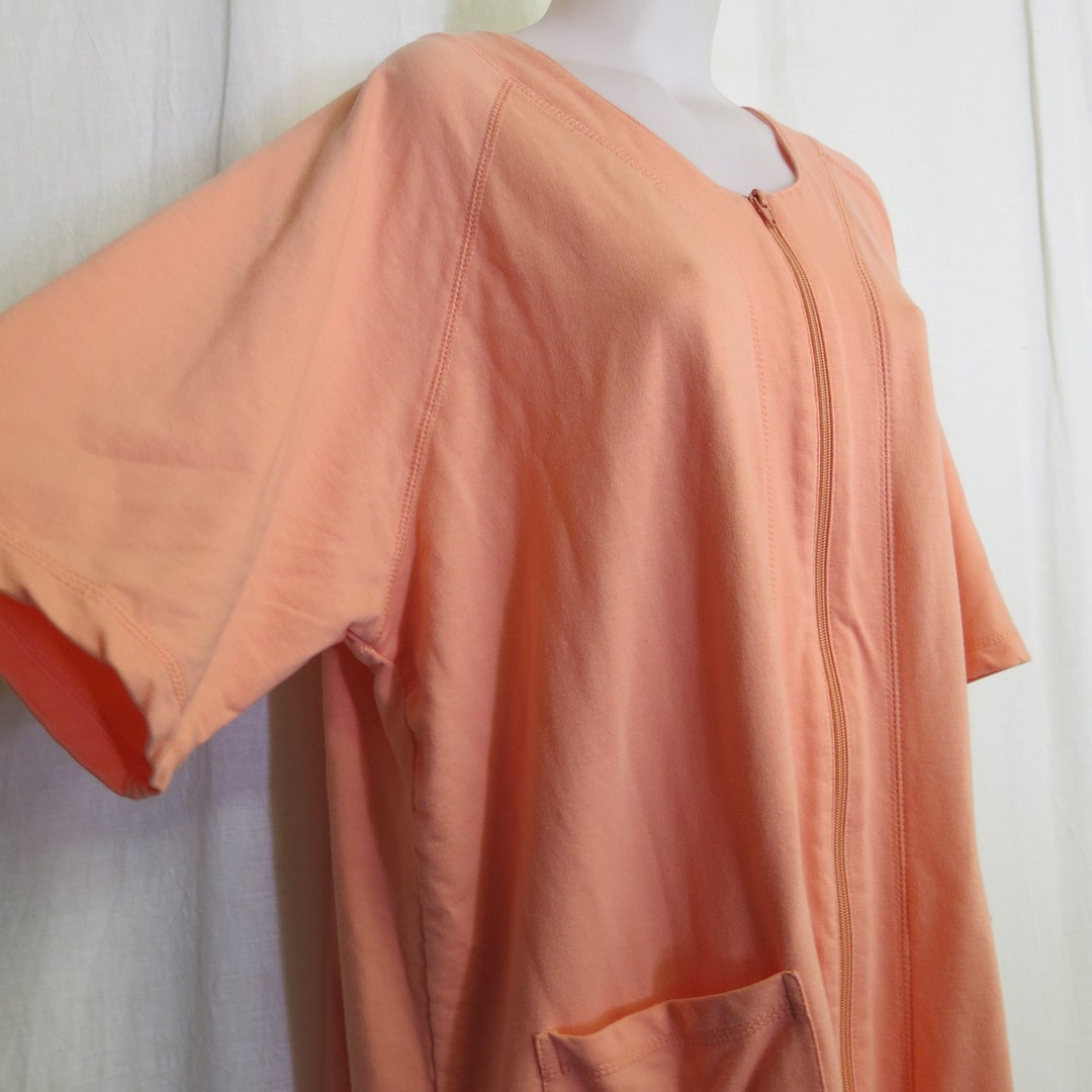 Cotton /housedress/housecoat Loungewear Peach 1x Plus Size Big Pockets ...