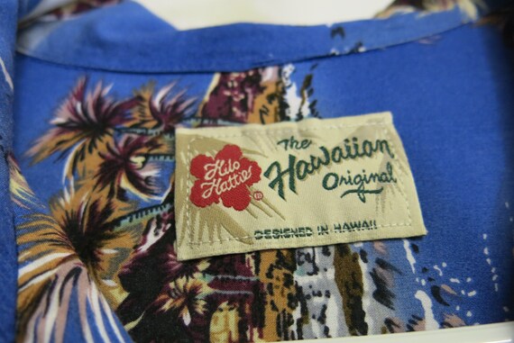 Hawaiian Shirt Rayon Blue Hilo Hattie XL - Gem