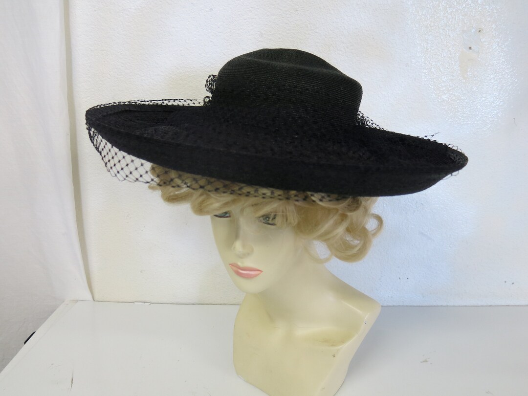 Black Straw Summer Hat Mid Century Bon Marche Straw Hat 1950s - Etsy