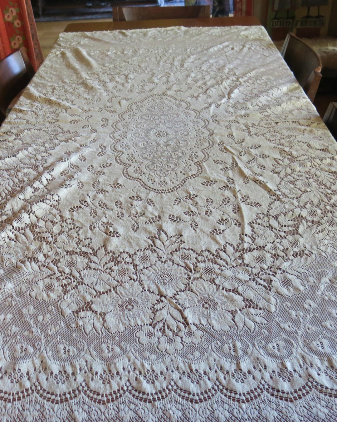 Quaker Lace Style Cotton Tablecloth 82" X 63" Mid Century White - Etsy
